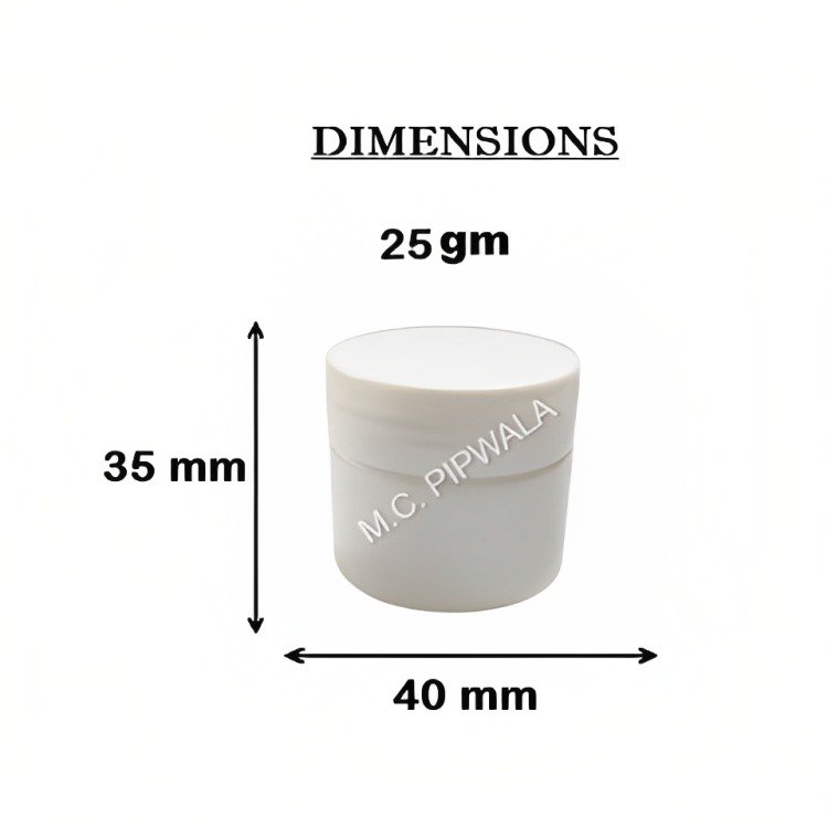 25 Gm Full White Pet jar (38mm) – Mcpipwala